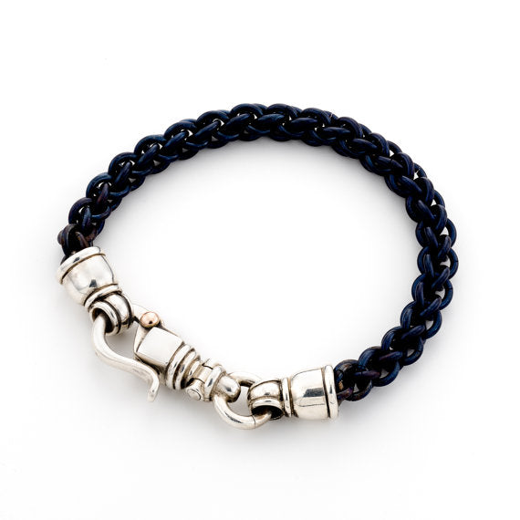 Blue Titanium Bracelet With Silver Clasp – Baltinester Jewish Jewelry